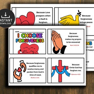 Forgiveness Scripture Mini Book, Printable Bible Activity, Forgiveness ...