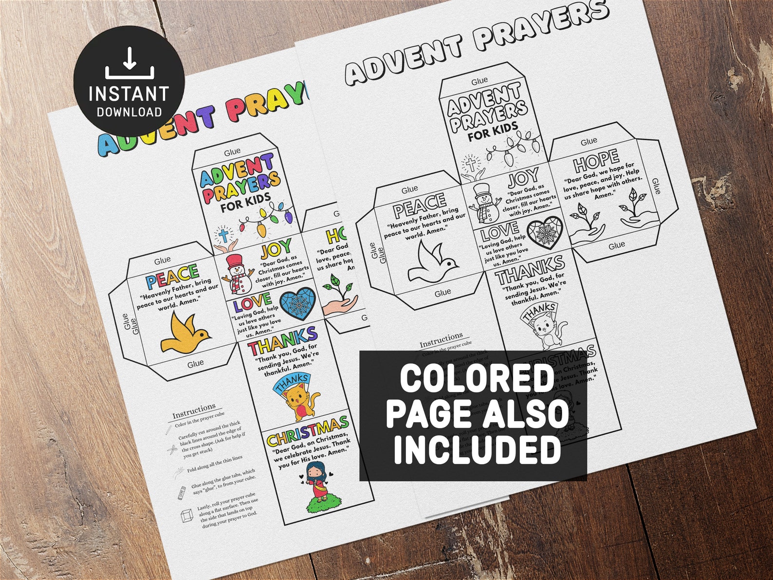 Advent Prayers Coloring Cube, Bible Activity, Kids Bible Lesson, Memory ...