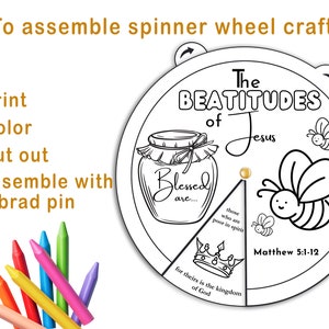 Beatitudes Coloring Wheel Printable Bible Verse Activity - Etsy