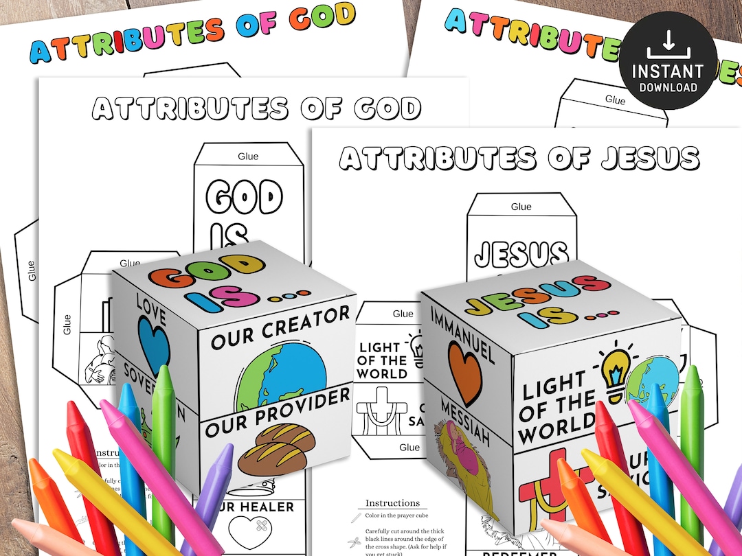 Attributes of God Coloring Cube, Names of God, Homeschool Activity ...