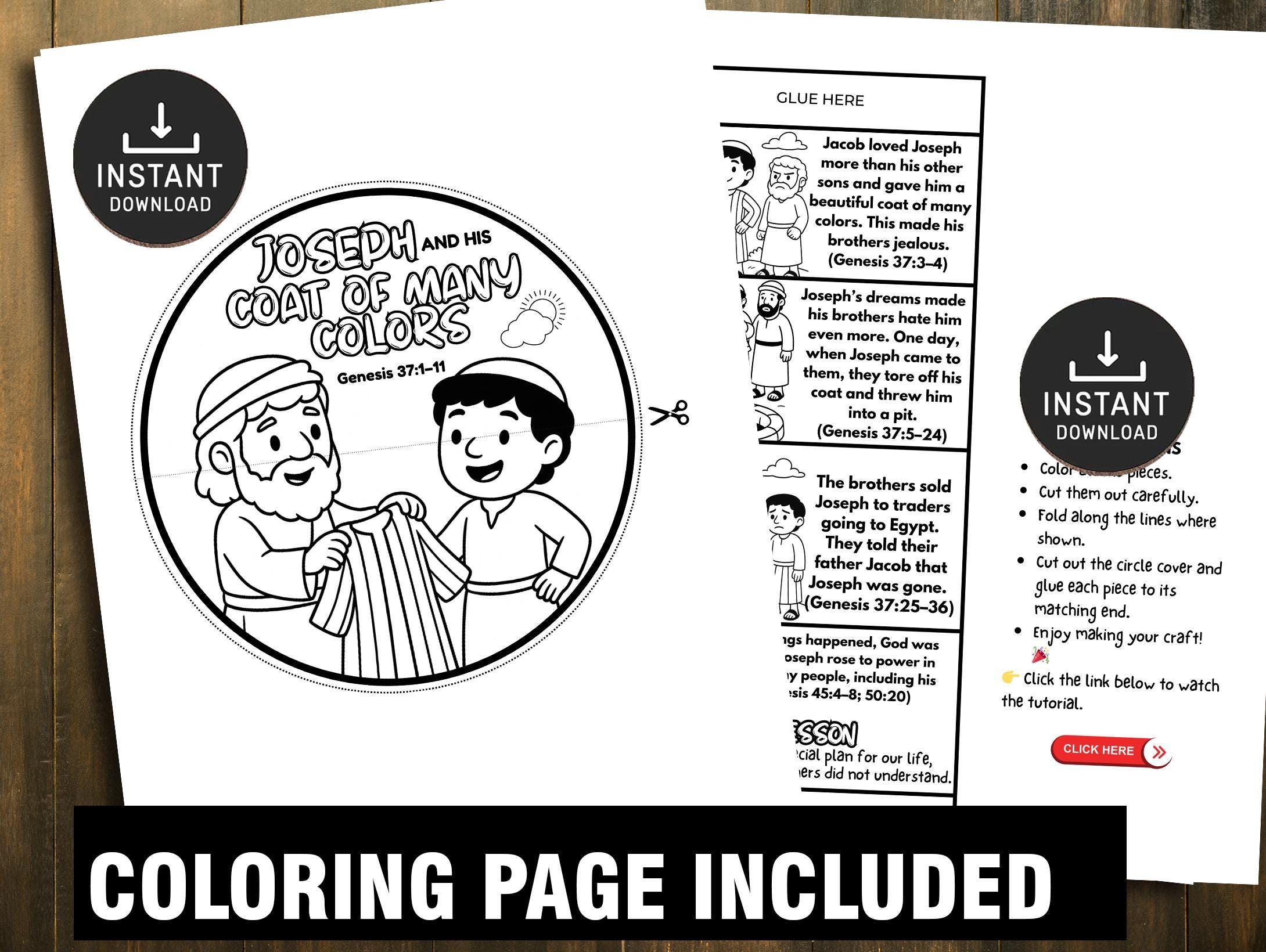 Joseph's Coat of Many Colors, Folding Surprise Bible Story Craft, Kids ...
