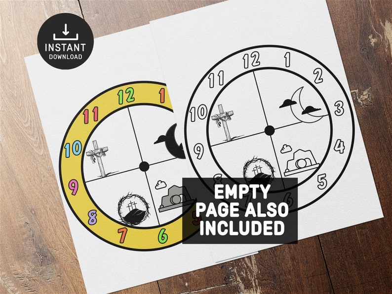 Easter Clock Coloring Wheel, Easter Sunday School Craft, Holy Week ...
