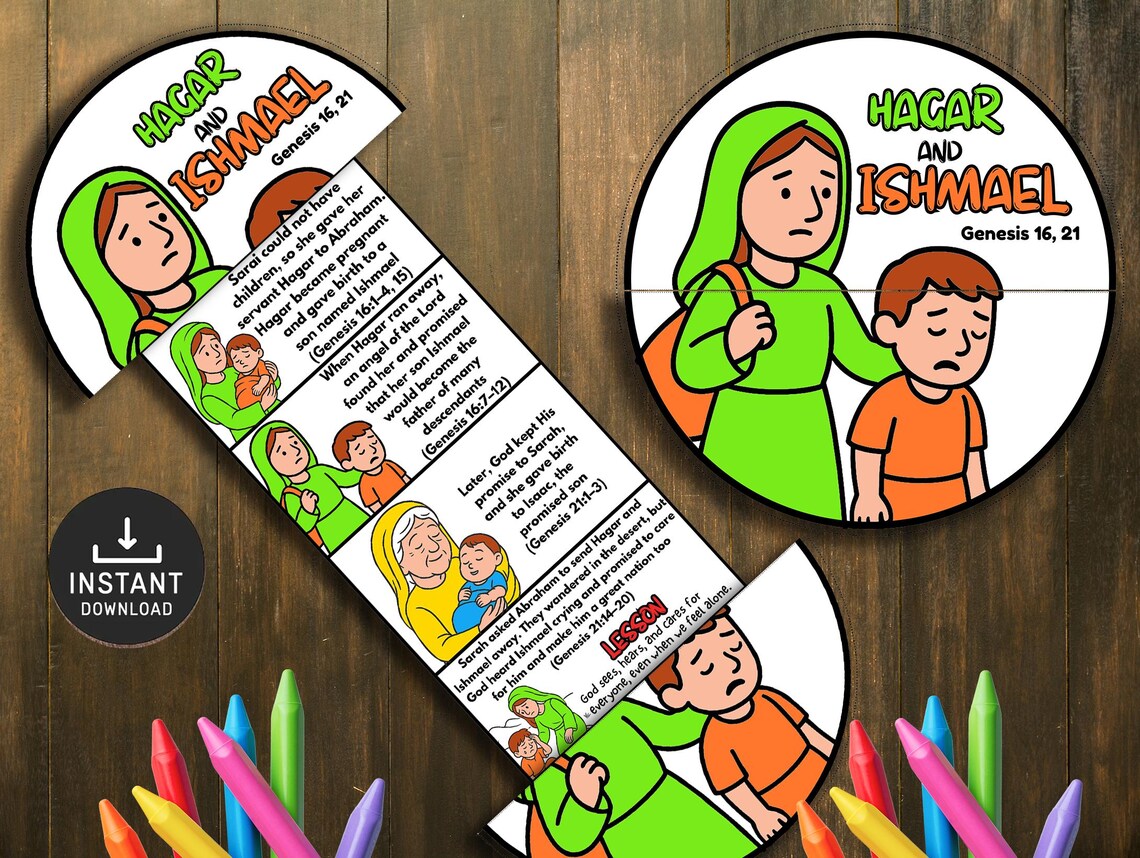 Hagar and Ishmael Bible Story Craft, Folding Surprise (digital Download ...