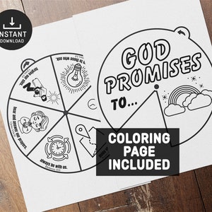 Gods Promises Coloring Wheel, Bible Activity, Kids Bible Lesson, Sunday ...