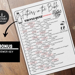 Fathers Day Game, Dad Bible Trivia, Sunday School Quiz, Bible Dads Quiz ...
