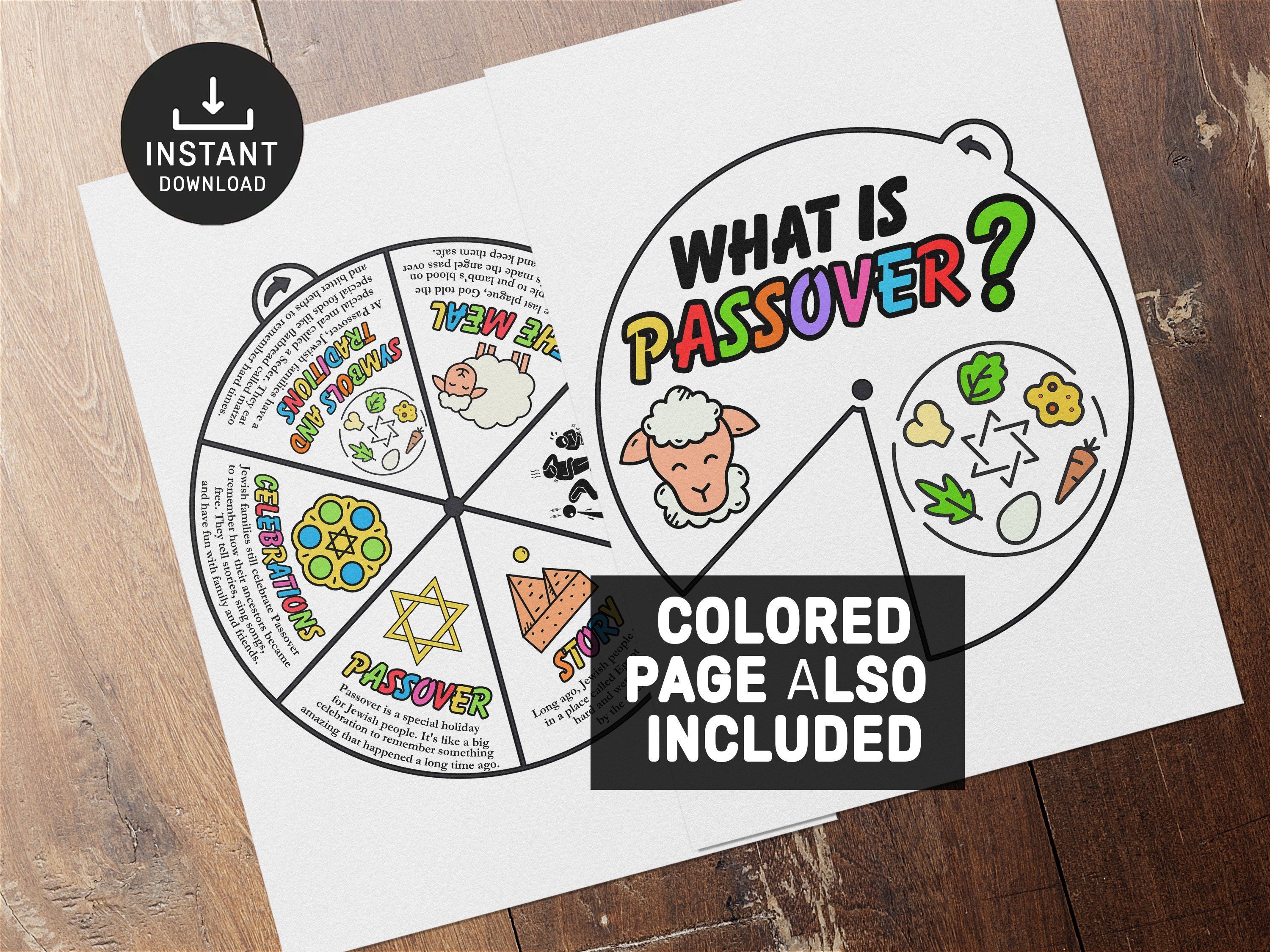 Passover Coloring Wheel, Passover Craft, Passover Activity, Bible ...