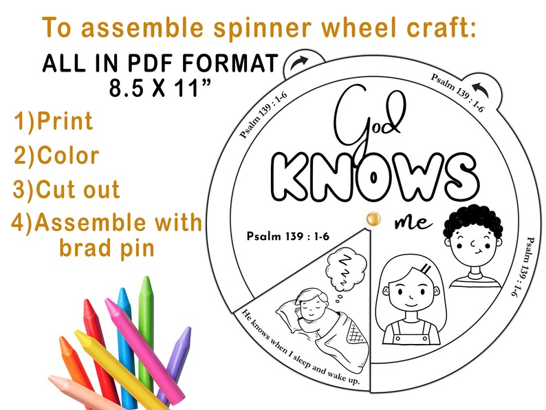 Coloring Wheel Printable Bible Activity Watercolor Kids - Etsy