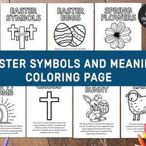 Easter Symbols Coloring Page, Easter Sunday School Craft, Holy Week ...