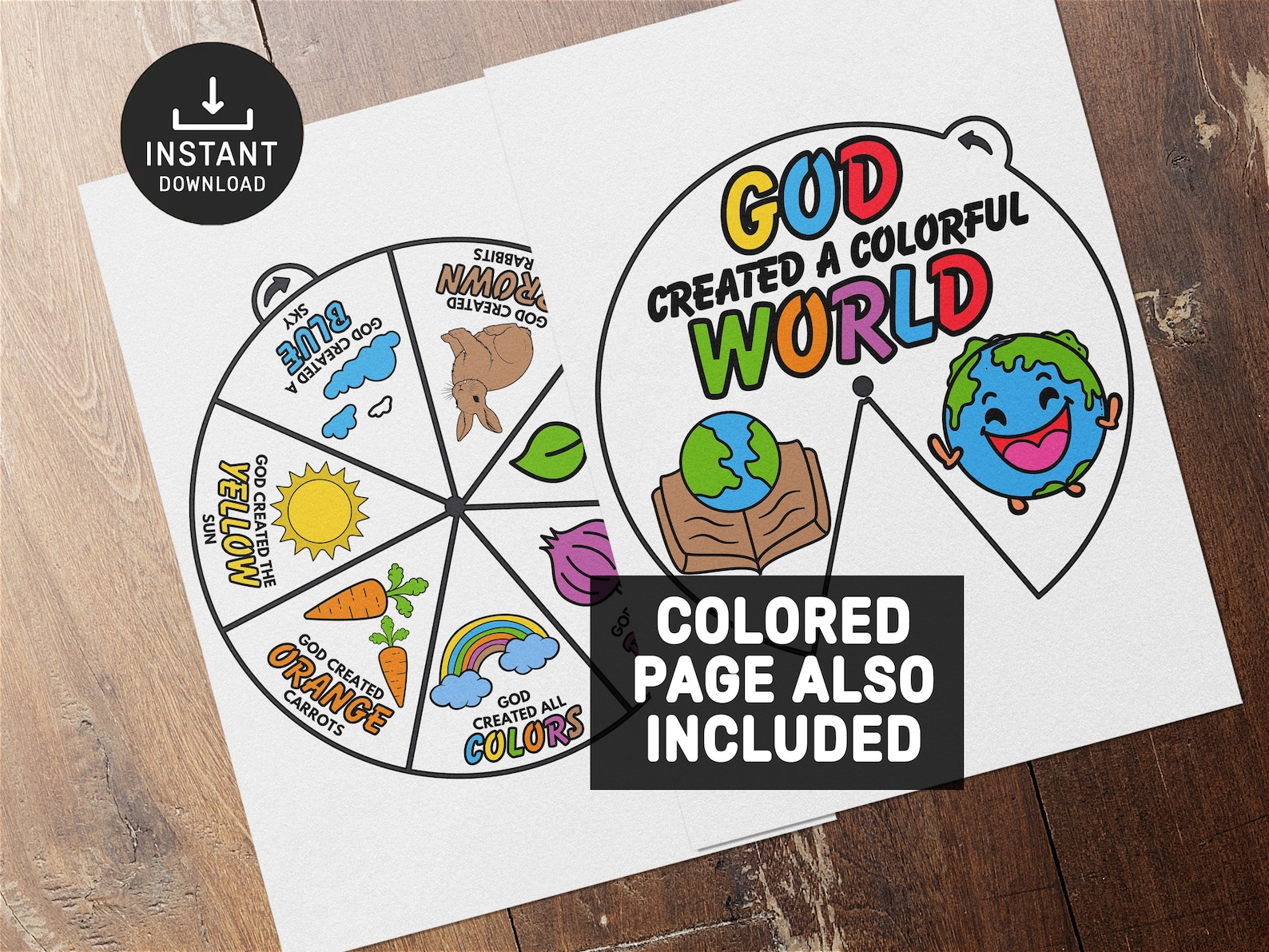 God's Creation Coloring Wheel, Bible Activity, Kids Bible Lesson ...