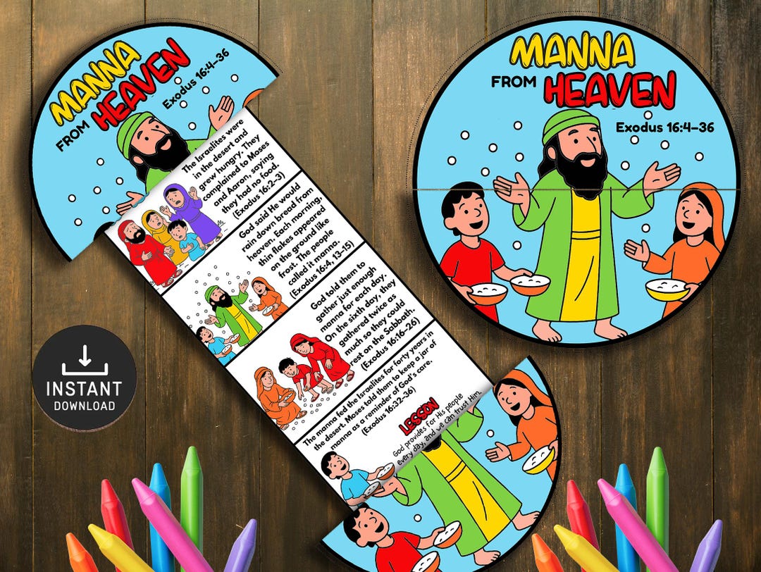 Moses and Manna From Heaven Folding Surprise Bible Story Craft, Bible ...