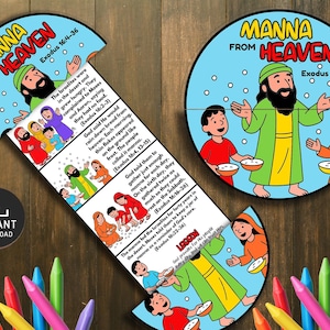 Moses and Manna From Heaven Folding Surprise Bible Story Craft, Bible ...
