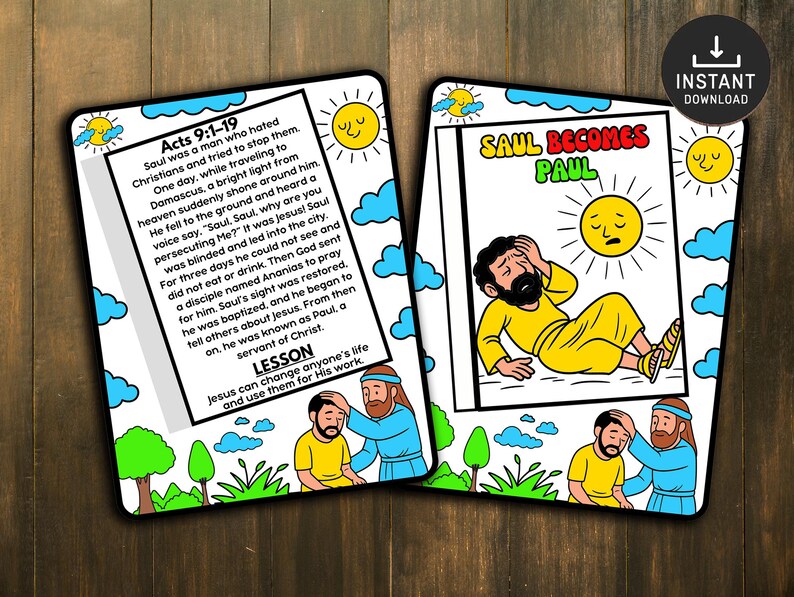 Saul to Paul Bible Story Mini Book, Sunday School Craft (digital ...