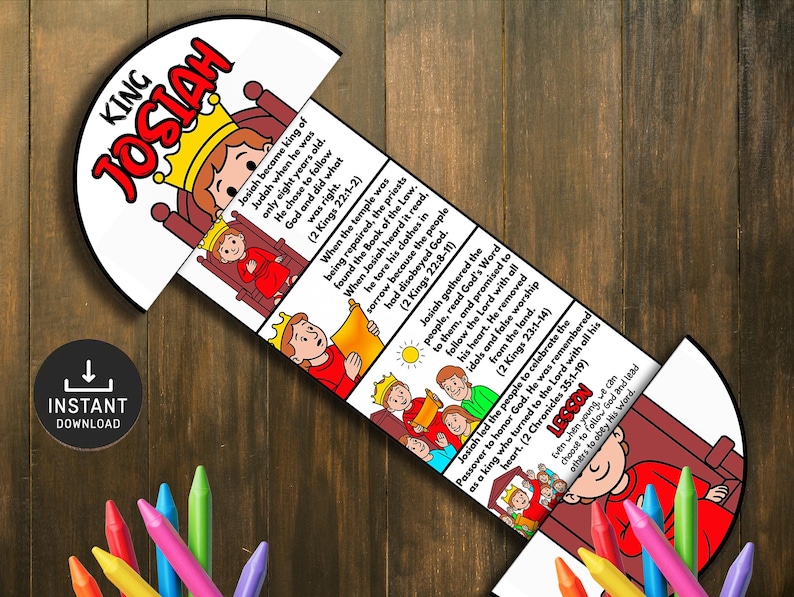 King Josiah Bible Story Craft, Sunday School Activity (digital Download ...