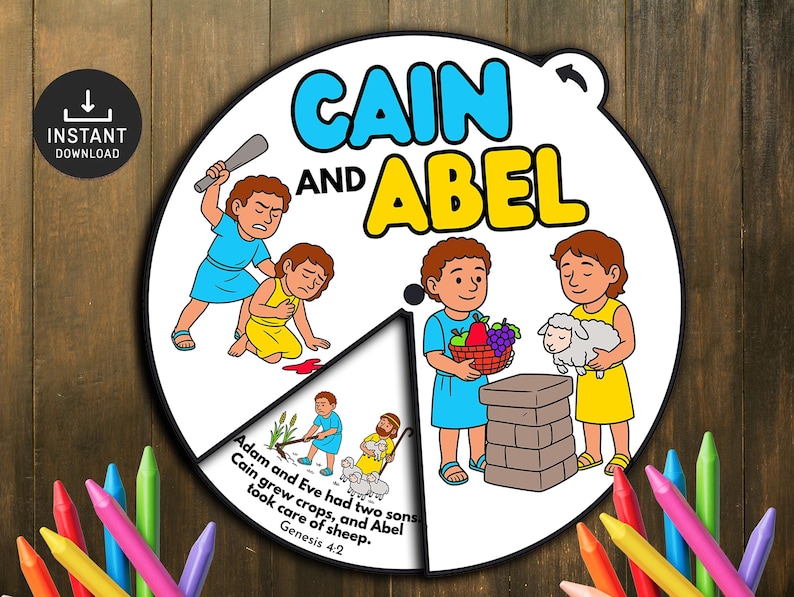 Cain and Abel Coloring Wheel, Bible Lesson Kids, Bible Lesson, Memory ...