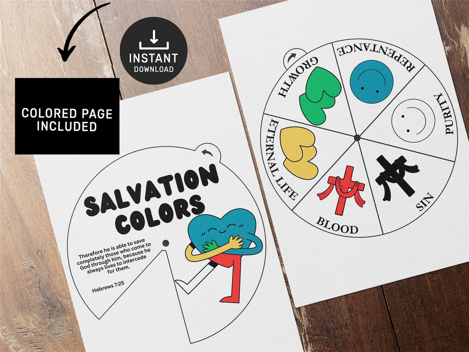 Salvation Coloring Wheel, Printable Bible Verse Activity, Watercolor ...