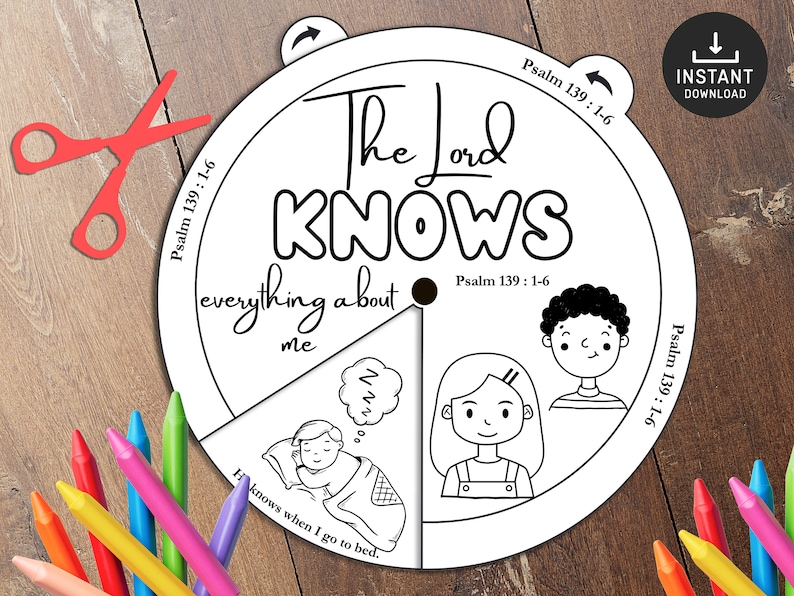 Psalm 139 God Knows Me Coloring Wheel, Bible Story Activity, Kids Bible ...