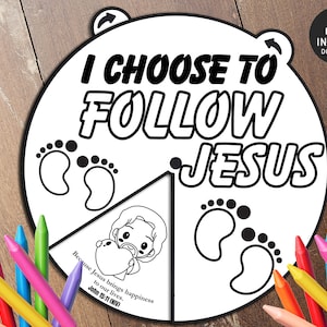 I Choose to Follow Jesus Coloring Wheel, Printable Bible Activity, Kids ...