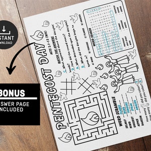 Pentecost Activity Placemat, Acts 2 Bible Lesson, Kid Pentecost Lesson ...