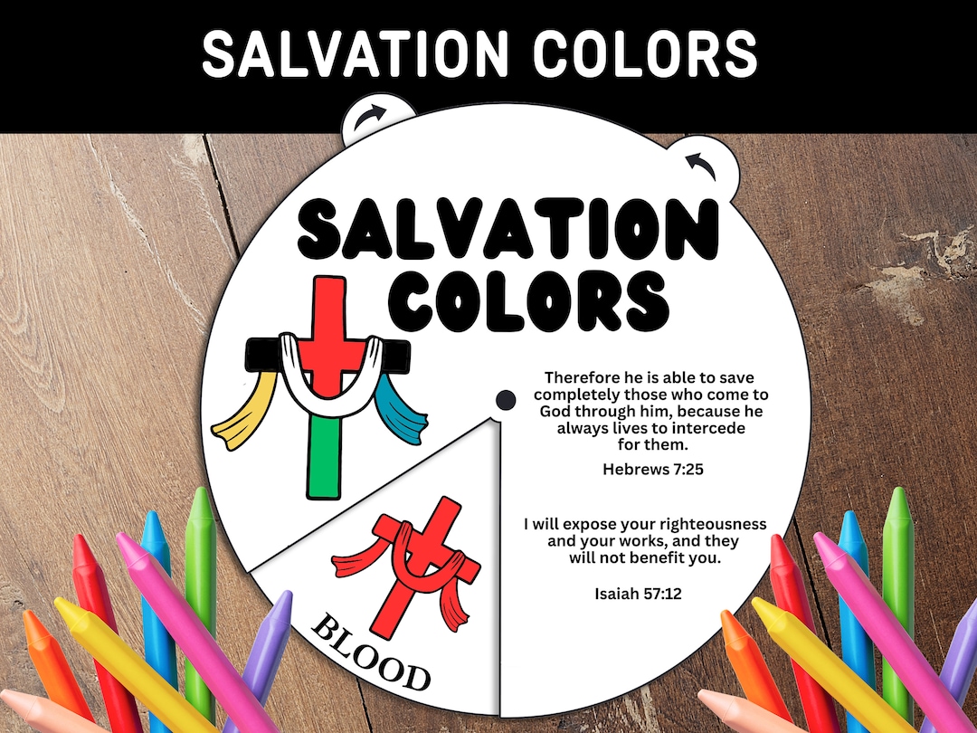 Salvation Coloring Wheel, Printable Bible Verse Activity, Watercolor ...