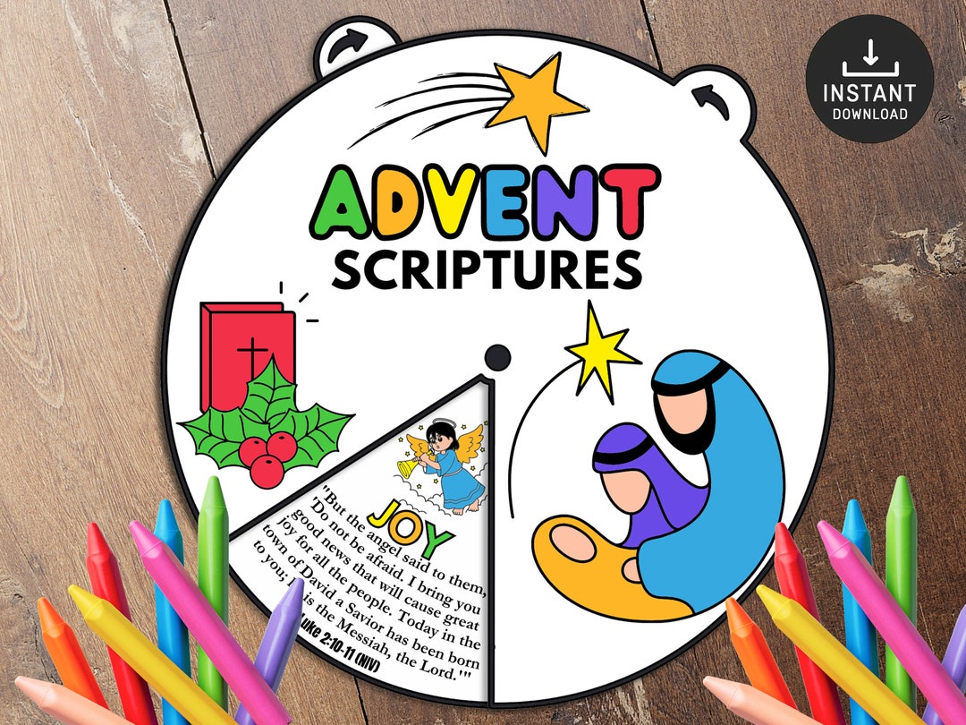 Advent Scriptures Coloring Wheel, Memory Game, Christmas Activity, Kids ...