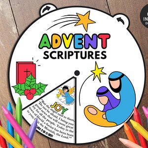 Advent Scriptures Coloring Wheel, Memory Game, Christmas Activity, Kids ...