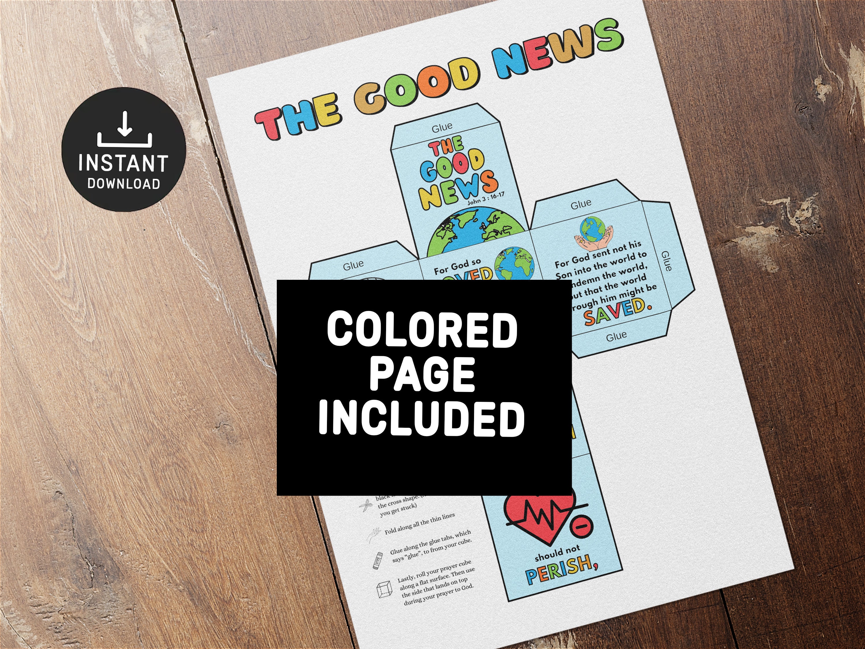 The Good News John 3:16 Coloring Cube, Bible Activity, Gospel, Kids ...