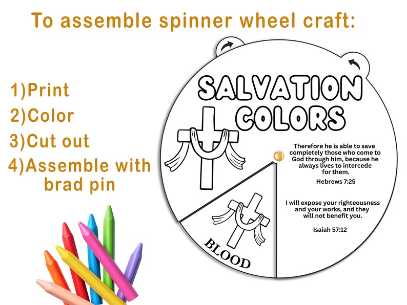 Salvation Coloring Wheel, Printable Bible Verse Activity, Watercolor ...
