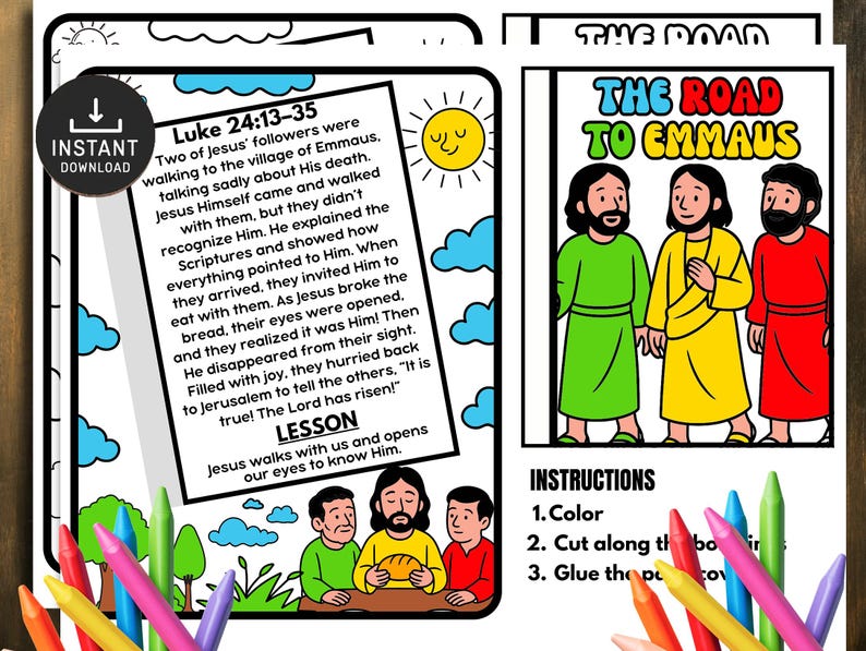 Road to Emmaus Bible Story Craft, Kids Sunday School (digital Download ...