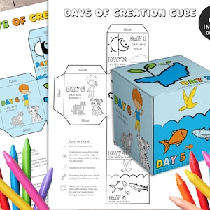 Days of Creation Cube, Coloring Page, Printable Bible Activity ...