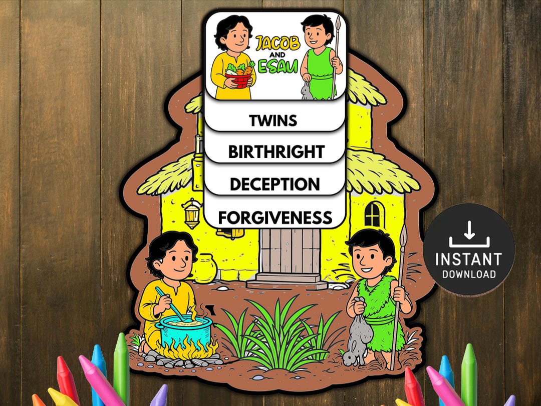 Jacob and Esau Flipbook Bible Craft for Kids, Memory Game, Sunday ...