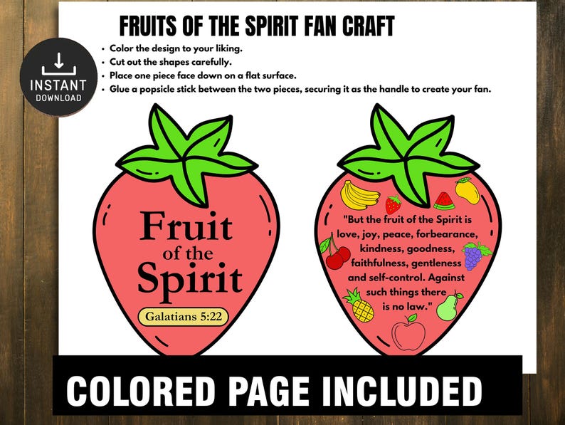 Fruit of the Spirit Fan Craft, Printable Bible Activity, Memory Game ...