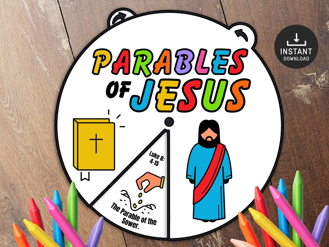 Parables of Jesus Coloring Wheel, Printable Bible Verse Activity, Kids ...