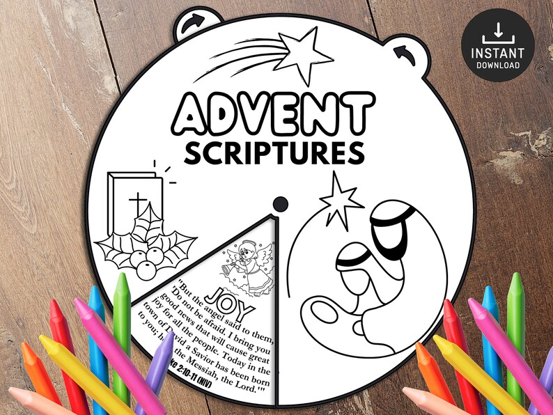 Advent Scriptures Coloring Wheel, Memory Game, Christmas Activity, Kids ...
