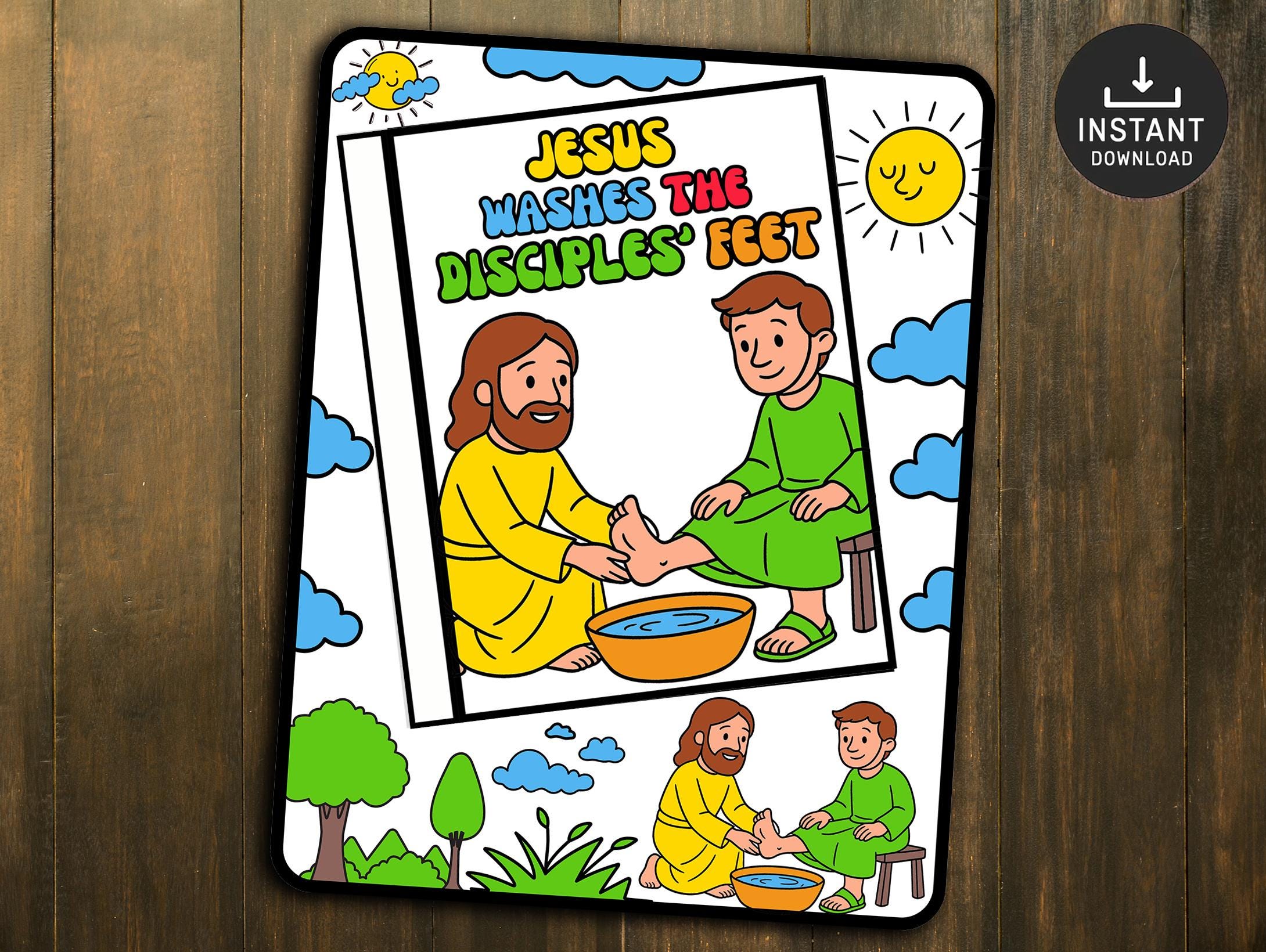Jesus Washes Disciples' Feet Bible Story Craft, Kids Mini Book (digital ...