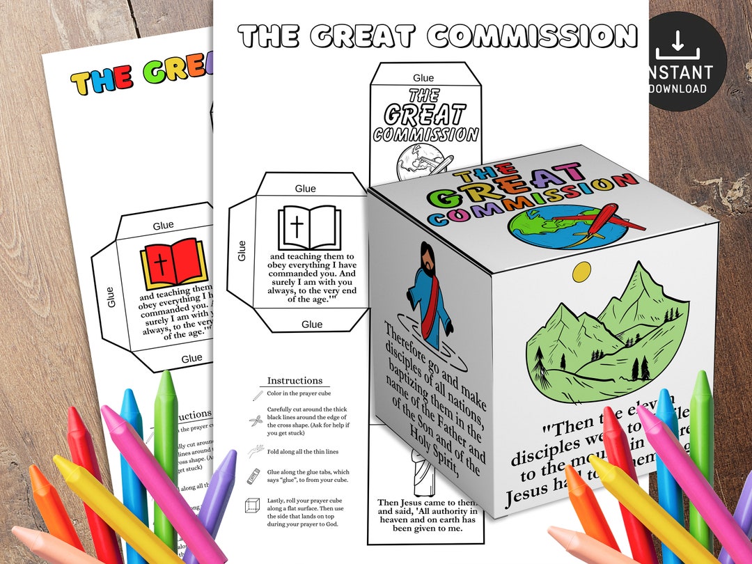 The Great Commission Coloring Cube, Printable Bible Activity, Kids ...