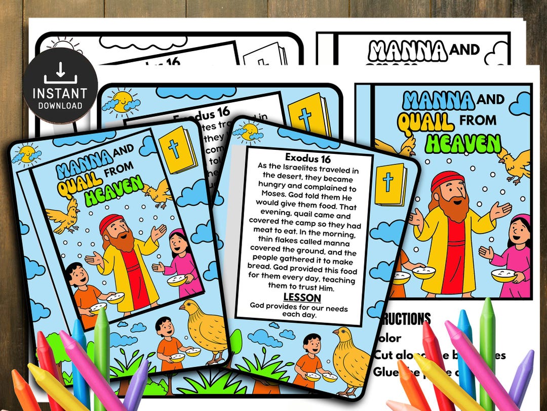 Moses and Manna From Heaven Mini Book, Bible Lesson, Sunday School ...