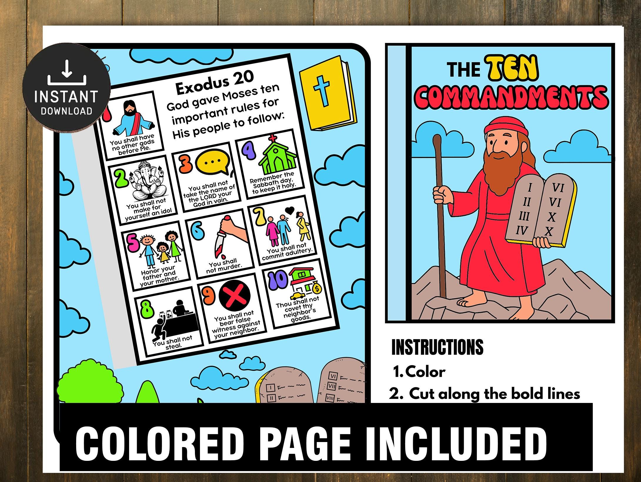 Ten Commandments Mini Book, Kids Bible Lesson, Sunday School, Bible ...