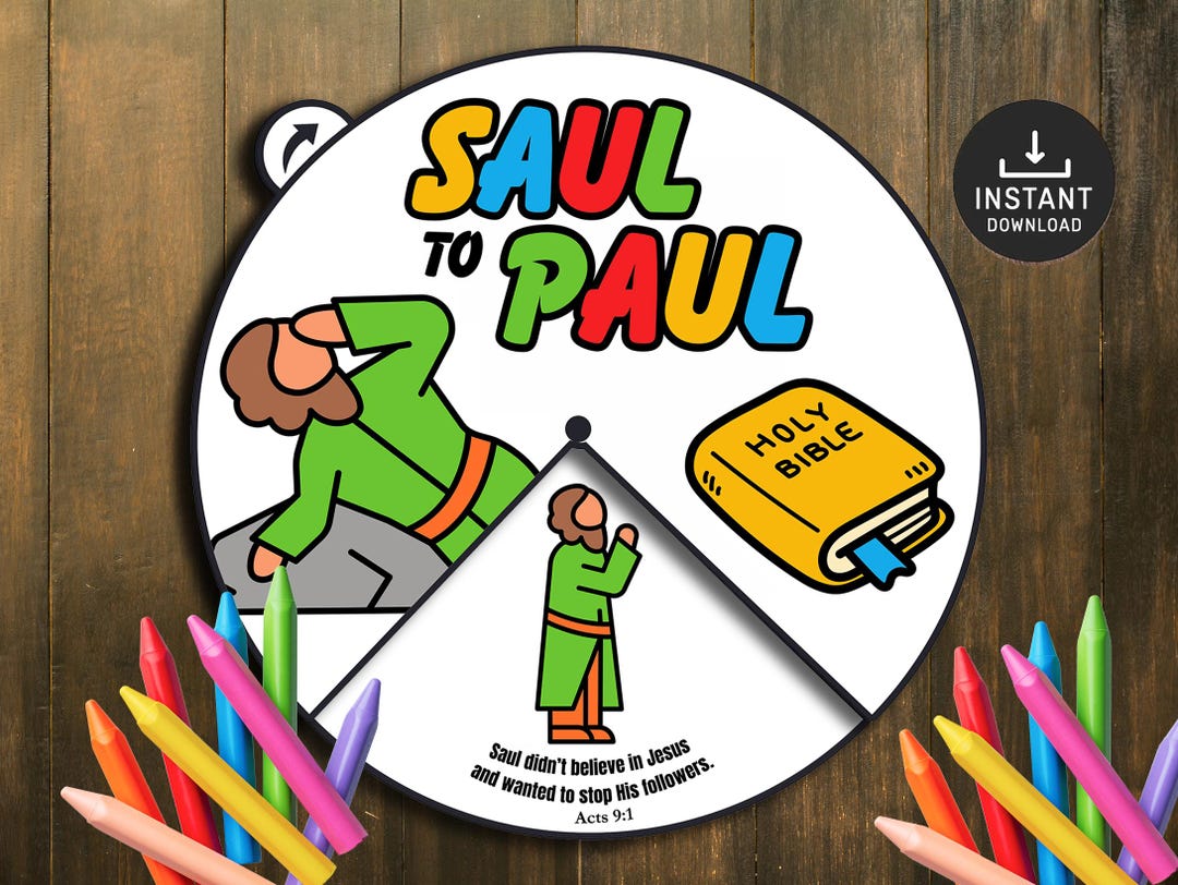 Saul to Paul Coloring Wheel, Printable Bible Activity, Kids Bible ...