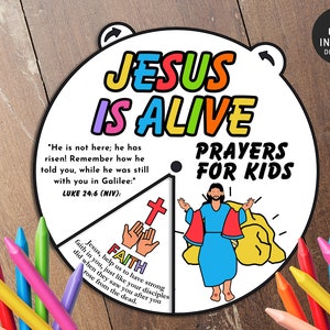 Easter Prayers Coloring Wheel, Sunday Prayer Wheel Craft, Easter Bible ...