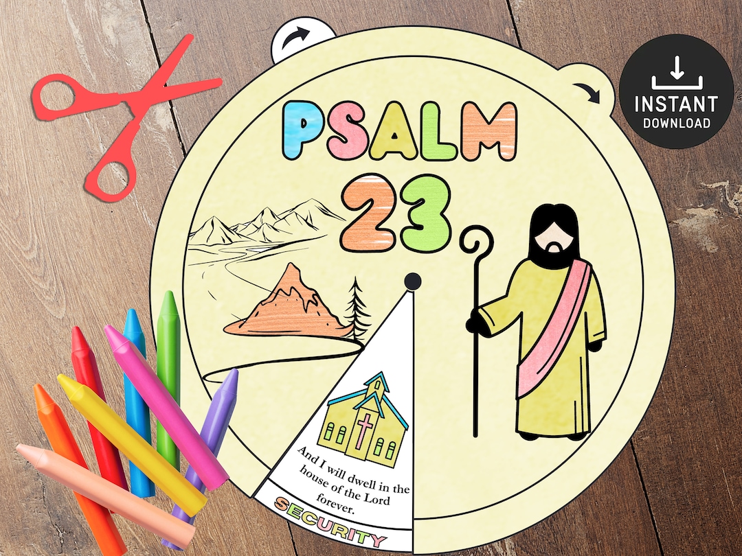 Psalm 23 Coloring Wheel Printable Bible Activity Watercolor - Etsy