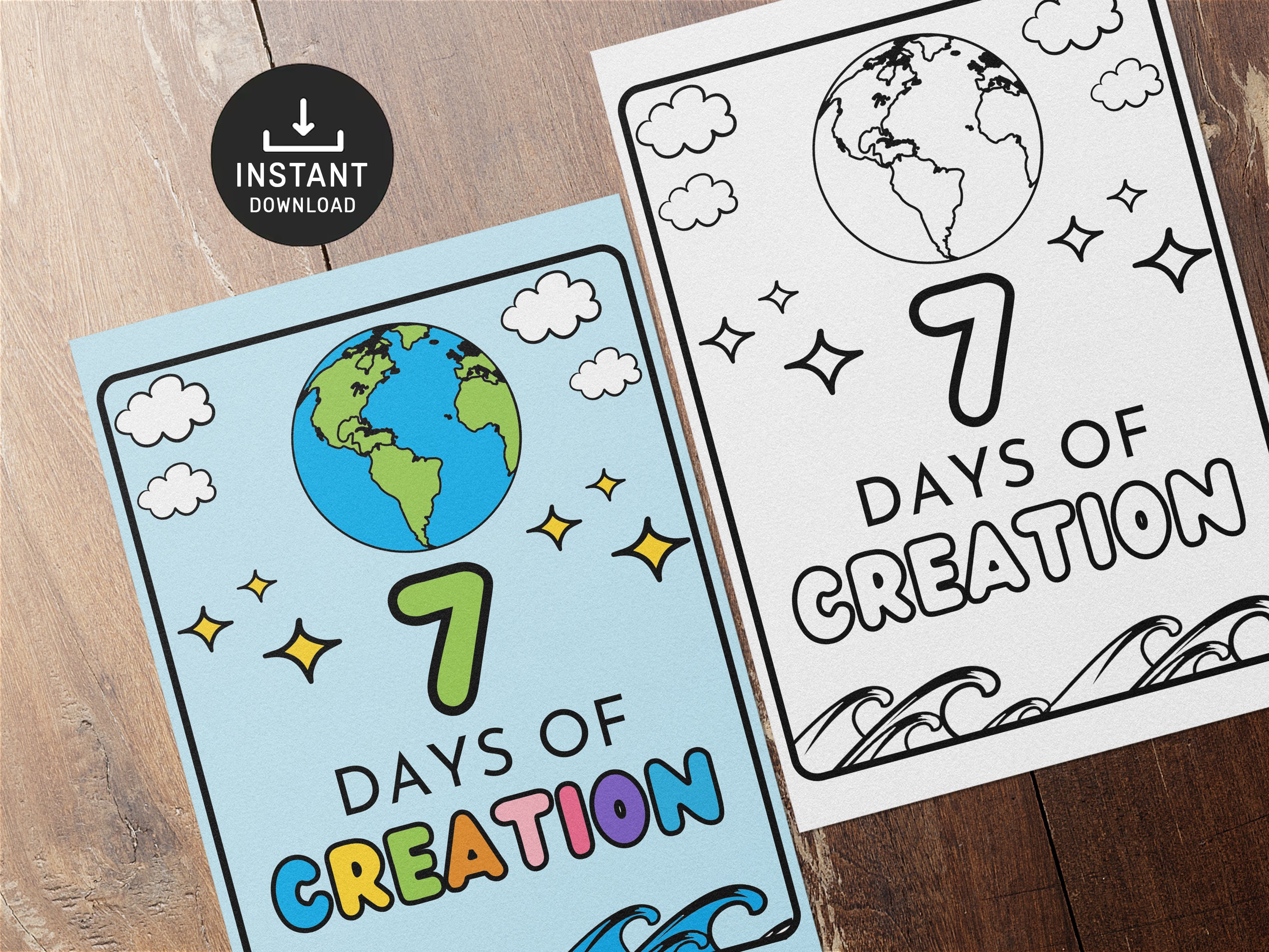 The 7 Days of Creation Flash Card Printable Bible Activity - Etsy Australia