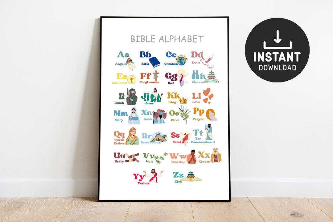 Kids Bible Alphabet, Wall Art, Scripture Posters, Church, Sunday School ...