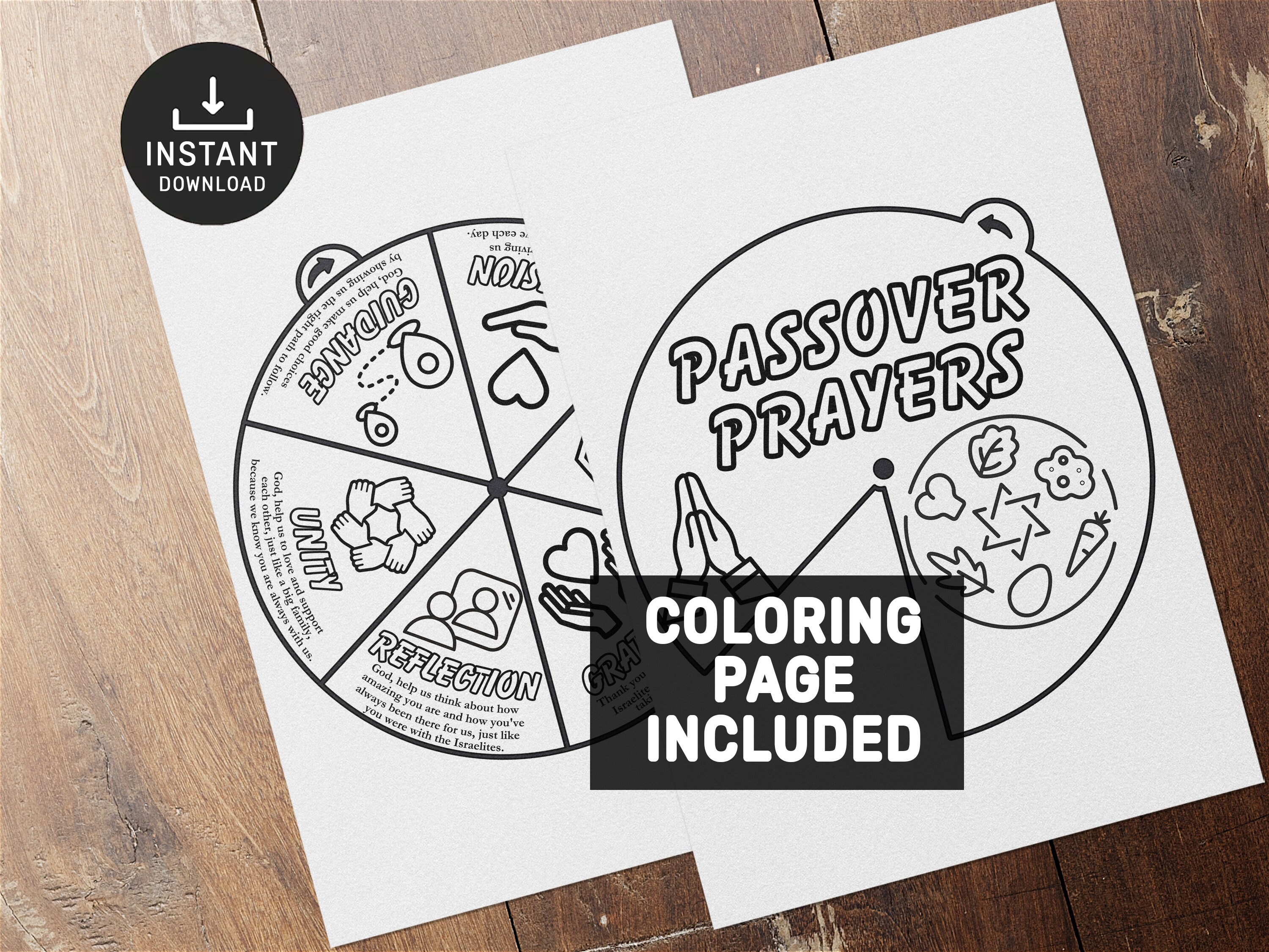Passover Prayers Coloring Wheel, Passover Craft, Passover Activity ...