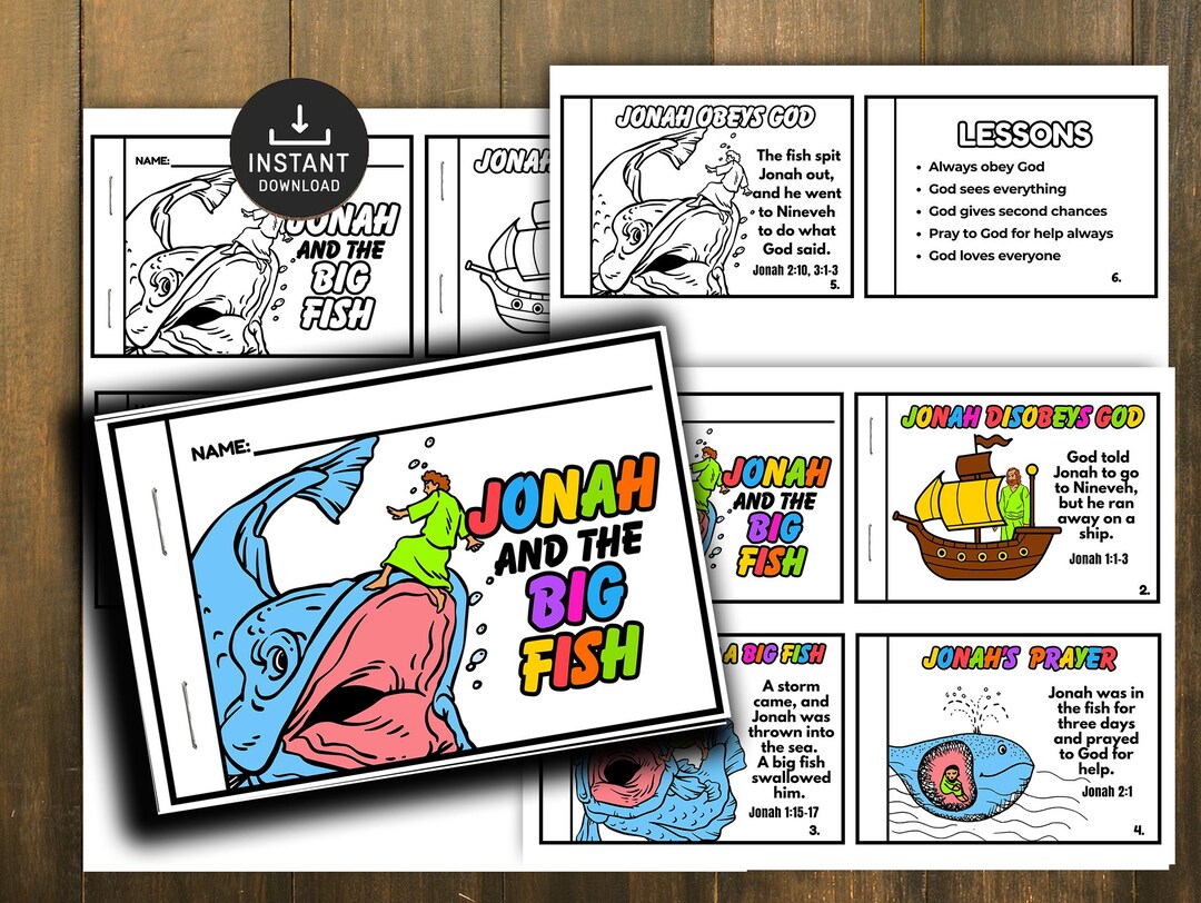 Jonah and the Whale Mini Book, Bible Lesson Kids, Bible Lesson, Memory ...
