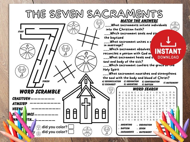 7 Sacraments , Bible Activity, Sunday Activities, Bible Placemat ...