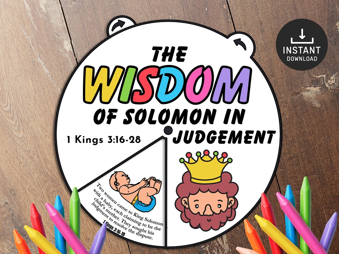 The Wisdom of Solomon Judgement Coloring Wheel, Bible Activity, Wisdom ...