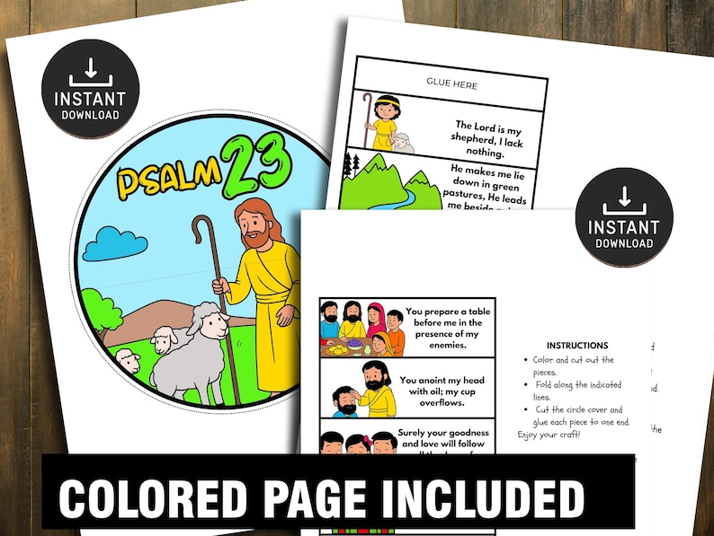 Psalm 23 Bible Story Craft, Folding Surprise Book (digital Download) - Etsy