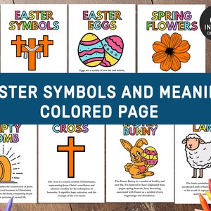 Easter Symbols Coloring Page, Easter Sunday School Craft, Holy Week ...