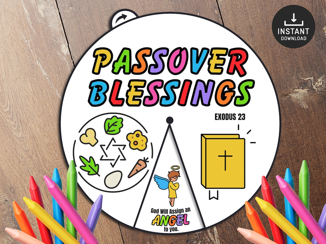 Passover Blessings Coloring Wheel, Passover Craft, Passover Activity ...