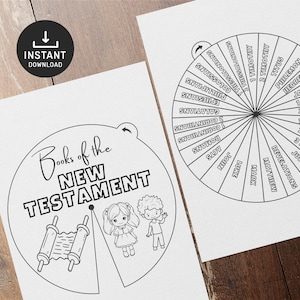 Books of the Bible, Old & New Testament Coloring Wheel, Printable Bible ...
